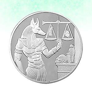 TENDYCOCO Anubis Coin Egyptian God Challenge Coin Commemorative Art Coin Collection Iron Souvenir Craft Gift Toy (Silver)