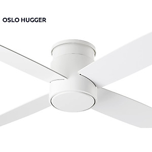 LUZAIRE DESIGN Oxygen 3-102-6 | Oslo 52" Four Blade Hugger I Modern Ceiling Fan – White | Three Speed Reversible Motor With Optional Remote Control | Damp-Rated (52 Inch, White)