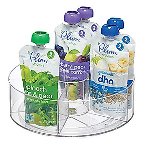 iDesign Cabinet Binz Divided Rotating Turntable Tea Packet Organizer, 9" x 9" x 3.01", Clear