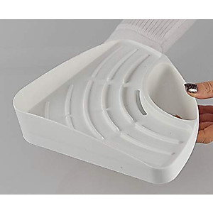 HOME-X Sponge Holder Kitchen Decor, Triangle Sink Corner Shelf - Storage Rack Suction Cup Holder Organizer for Dish Cloth Sponge Soap Cleaning Brush (White)