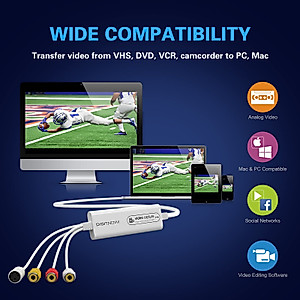DIGITNOW USB 2.0 Video Capture Card- Pro+ Version VHS to Digital Converter 1080P 30Hz , Suitable for Mac OS, iPad, Android, WinXP/7/8/10
