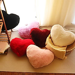 EastTree Pink Heart Throw Pillows for Mother Day, Faux Rabbit Fur 3D Fluffy Heart Pillows, Love Cute Plush Soft Heart Shaped Pillows Gift for Kids Living Bedroom 15 X 17 Inch
