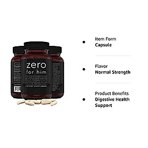 Zero for Him Dietary Fiber Supplement for Men (150caps) Strong Vegan Fiber Pills, Psyllium Husk, Flax Seeds and Chia Seeds Pure Supplement for Digestive Health, Men Seeking Clean and Fun Night