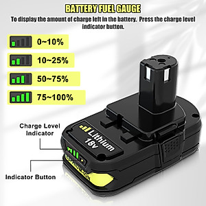 3.0Ah Replacement for Ryobi 18V Batteries Compatible with Ryobi 18V Lithium Battery P102 P103 P104 P105 P107 P108 P109 P190 P122 for 18 Volt Cordless Power Tools 2 Packs(Green)
