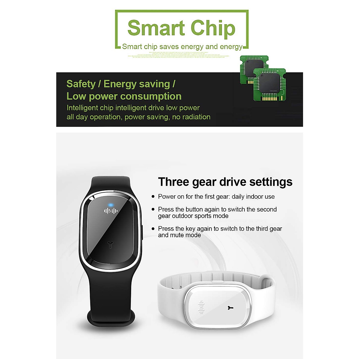 Wskvlcg Ultrasonic Mosquito Repellent Bracelet, Mosquito Repellent Electronic Watch with Clock Function USB Rechargeable Anti