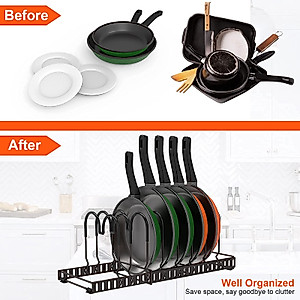 Atposh Pot rack 10 Adjustable Dividers Pots and Pans Organizers Expandable Pots Lid Holder Kitchen Cabinet Pantry Bakeware Organizer and Storage