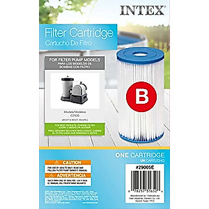 INTEX 29005E Type B Pool Filter Cartridge: For INTEX Filter Pumps – Easy-To-Clean – Dacron Paper – Efficient Filtration – Single Pack