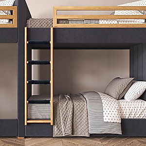Tinideya 4 Pcs Bunk Bed Ladder Pads with 8 Adjustable Hook and Loop Straps 12 x 8 Inch Soft Bunk Bed Ladder Cover Bunk Bed Ladder Padding Anti Slip Bottom for Loft Step Comfortable Climbing, Black
