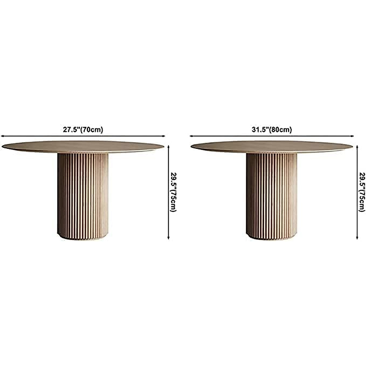 NIUYAO Round Solid Wood Dining Table Black, 27.5" W Circular Tabletop for Dining Room Kitchen Leisure Coffee Table