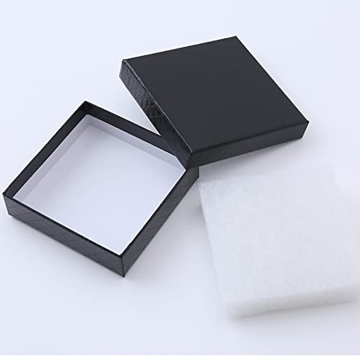 FAUVISLOVE 20-pack Cotton Filled Cardboard Paper Jewelry Box Gift Case,3.5 X3.5x1 Inch Glossy Black Jewerly Box For Necklaces And Bracelets.small Gift Boxes With Lids For Jewelry Gift Packaging.