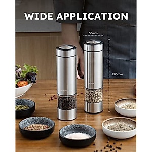 FORLIM Electric Salt and Pepper Grinder Set, Automatic Salt and Pepper Grinder Set, One Handed Operation Refillable Mill with Light, Adjustable Coarseness - 2 Mills