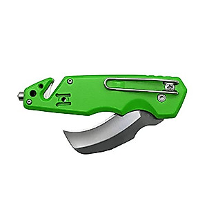 Grip Hawk Bill Folding Utility Knife - Stainless Steel - Glass Breaker - Cut Carpet, Linoleum, Cardboard, Rope, Wire