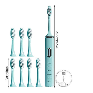 ZITIANY 5 Modes Sonic Electric Toothbrush, 7 Color Available Rechargeable Electric Toothbrush with 8 Brush Heads