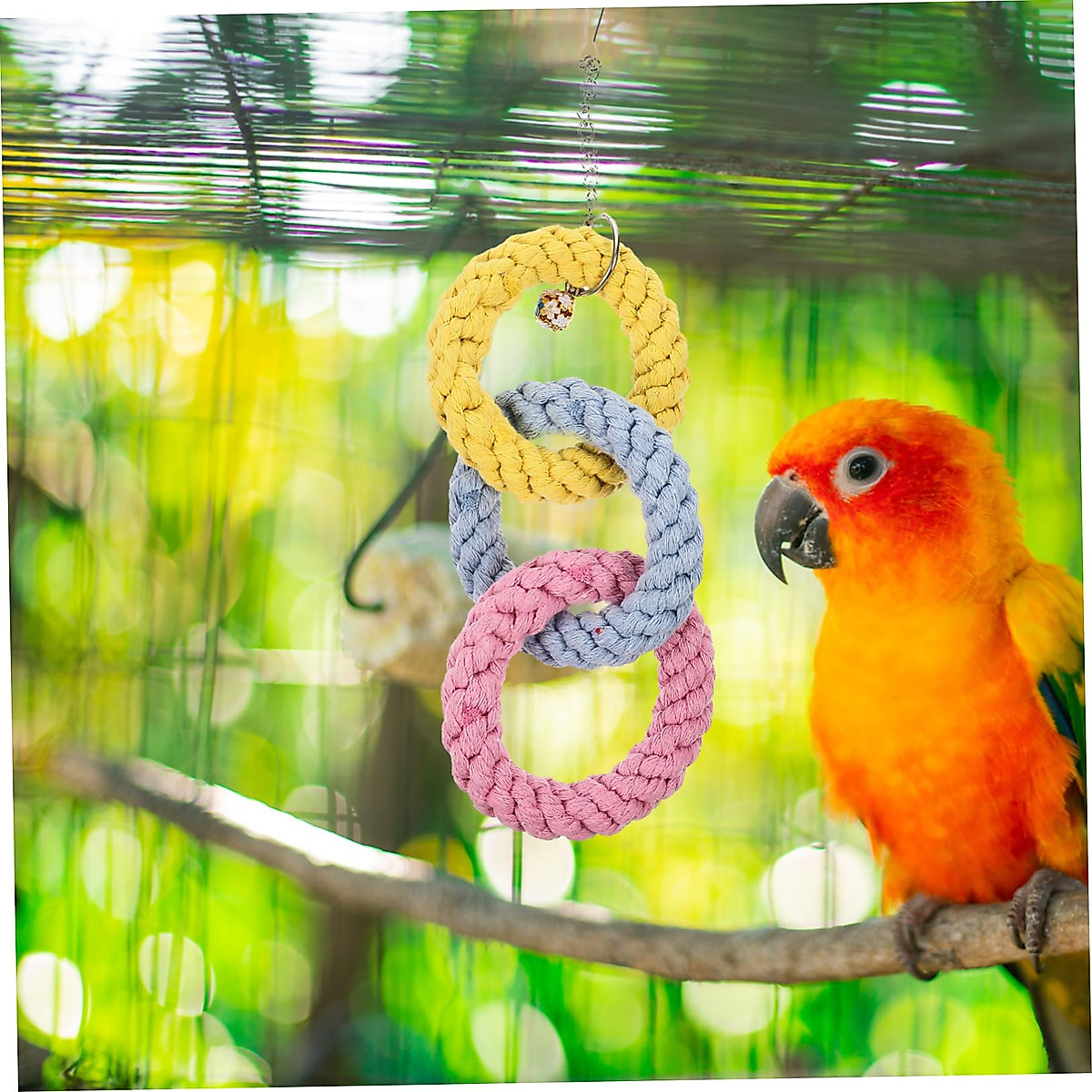 Hanging Three Ring Pendant Climbing Toy Bird Cages for Cockatiels Small Animal Cages Ferret cage Accessories Bird Swing Toys Ferret Treats cage Rope Toy Small pet Toys Rat Toy chew