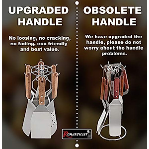 ROMANTICIST 8Pc Professional Griddle Accessories Kit - Heavy Duty Stainless Steel Grill Spatula Set for Grill Griddle Hibachi Flat Top Outdoor Cooking - Great Grill Gift on Birthday Wedding