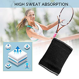 NeoTech Care Wrist Band Support Sleeve - Elastic & Breathable Knitted Fabric Compression Brace - for Tennis, Gym, Sport, Tendonitis - Black Color (Size L, 1 Unit)