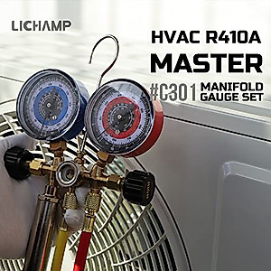 Lichamp HVAC R410a Gauges with Liquid Vaporizer, Vapor Charging Manifold Gauge Set for 410A R404a R22 R32, R41013