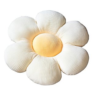 ELONEL flower pillow, flower shaped throw pillow butt cushion flower floor pillow, office seat cushion, tatami car cushion cute room decoration and living room sofa cushion (14.9inch, Cream)
