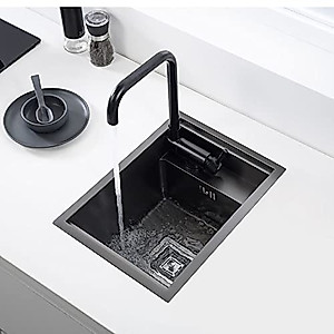 oiakus Hidden Stainless Steel Sink, Kitchen Sink Single Bowl, Small Size Bar Sink Workstation, with Folding Tap and Drain Kit, Topmount/Undermount Moun, 45 * 30cm