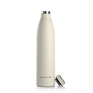 LARS NYSØM Stainless Steel Insulated Water Bottle 12oz 17oz 25oz 34oz 51oz | Insulated Thermo Flask for Hot and Cold Beverages | Leakproof Drinking Bottle (Almond Beige, 1000ml)