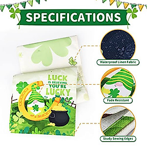 Funux St Patricks Day Table Runner 72 Inches Long, St Patrick's Day Decorations Spring Gnome Kitchen Dining Table Decoration for Indoor Outdoor St Patricks Day Home Decor