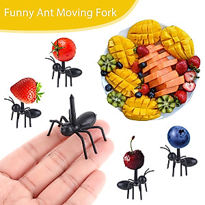 Molain Ant Toothpicks Fruit Dessert Fork, Cute Reusable Ant Food Picks Themed Birthday Party Decorations Supplies Bistro Cocktail Forks for Snack Cake Dessert (24)