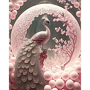 Wingkin Cross Stitch Kits for Adults Peacock 11CT Printed Cross-Stitch Kit,DIY Beginner Stamped Embroidery Kits Wall Art Home Decoration （16 ×20 Inch）