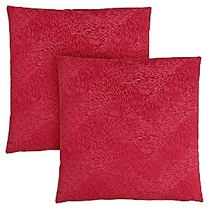 Monarch Specialties 9327, Set of 2, 18 X 18 Square, Insert Included, Decorative Throw, Accent, Sofa, Couch, Bedroom, Polyester, Hypoallergenic, Red Pillow 18"X 18" Feathered Velvet 2Pcs, 2 Count