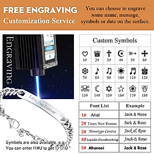 FindChic Custom ID Bar Bracelets for Men Women Stainless Steel Chunky Cuban Link Chain 7inch Wrist Links Inspiration Bracelets Couples Name Plate Matching Bangles Jewelry Gift