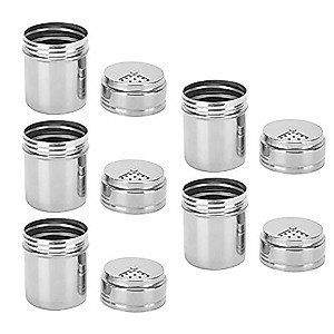 5Pcs Seasoning Bottle, Stainless Steel Spice Shaker with Rotating Cover, Spice Dispenser for Salt Powder Sugar Pepper Barbecue Tools