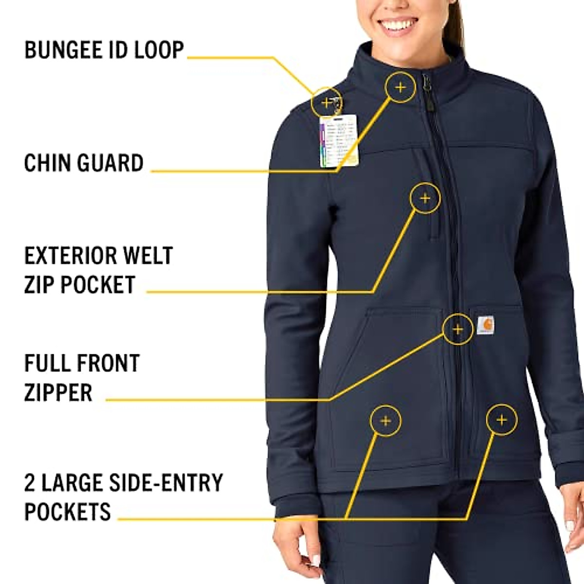 Carhartt Women's Fluid Resistant Fleece Jacket, Navy, S
