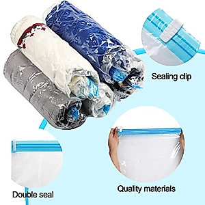 24 Pack Travel Space Saver Bags Rolling Compression Bags Bulk for Packing Luggage Clothes, 8 x XL, 8 x L, 8 x S, Vacuum Seal Storage Bags Roll Up Shrink Bags Without Pump for Traveling Space Saving