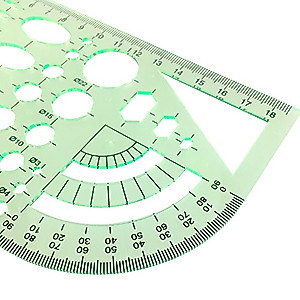 2PCS Plastic Green Measuring Templates Geometric Rulers for Office and School, Building formwork, Drawings templates