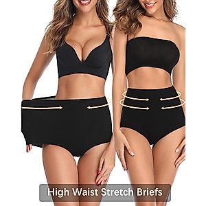 Annenmy High Waisted Ladies Underwear Women's Cotton Panties Full Coverage Briefs Postpartum Stretch Ladies Panties 6 Pack L Multicolor