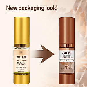 Ambi Even & Clear Under Eye Serum for All Skin Types; Anti Aging Formula features Peptides, Hyaluronic Acid, and Vitamin A to help Reduce Fine Lines, Wrinkles, and Dark Circles , 0.5 Ounce