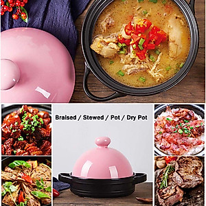 MYYINGBIN Orange Tagine Pot Heat-Resistant Ceramics Slow Cooker Micro Pressure Cooker Clay Casseroles with Anti-Scalding Handle, 21.5cm