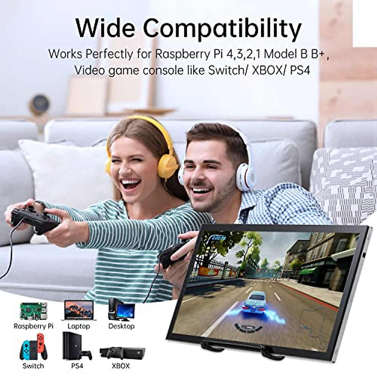 HAMTYSAN Raspberry Pi Screen, 10.1 Inch Touchscreen Monitor 1024x600 Small HDMI Monitor w/Stand, IPS LDC Screen Display for Raspberry Pi 400/4/3/2/Zero/B/B+ Jetson Nano Win11/10/8/7