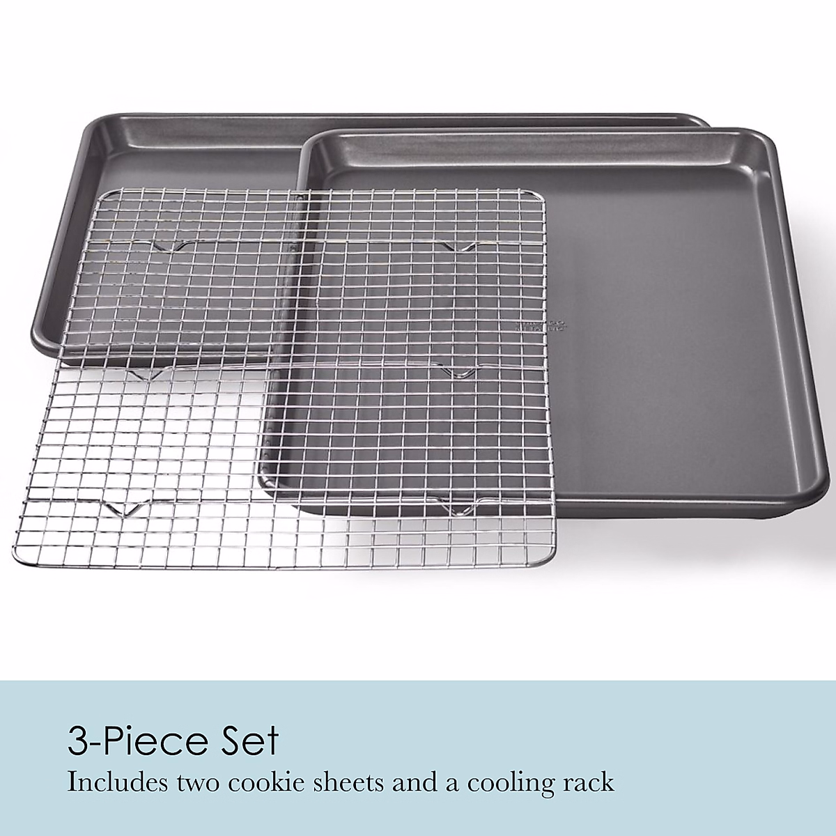 Chicago Metallic 16833 Professional Non-Stick Cookie/Jelly-Roll Pan Set with Cooling Rack, 17-Inch-by-12.25-Inch