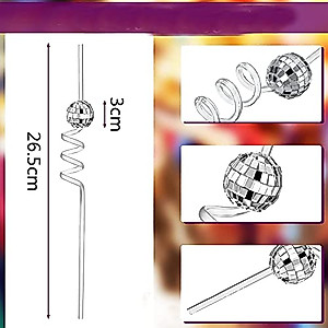 10 Pcs Mirror Disco Ball Straws Disco Party Decorations 70s Disco Decorative Straws Bachelorette Straws Mini Disco Straw Decor for 70s Disco Party Dance Holiday Wedding Birthday Supplies (Colorful)