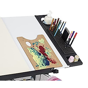 Fusion Drafting Table with Stool, Height Adjustable Desk with Tilt Top, Charcoal / White