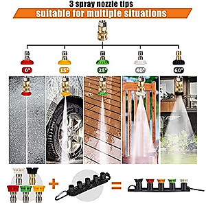 WXMECH Pressure Washer Short Gun, 5000 PSI High Pressure, Trigger Handle and Professional 3/8" Swivel Quick Connect Plug, M22-14mm/15mm Fitting Adapter, 5 Spray Nozzle Tips with Holder