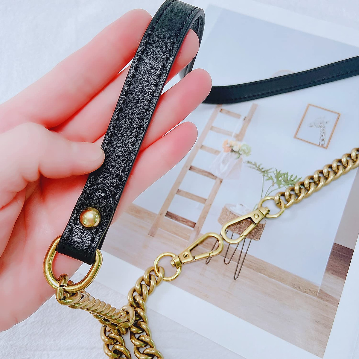 Hualibao Metal Plus Synthetic Leather Purse Chain Strap Length for Shoulder Cross Body Sling Purse Handbag Clutch Replacement（Silver47.2inch）