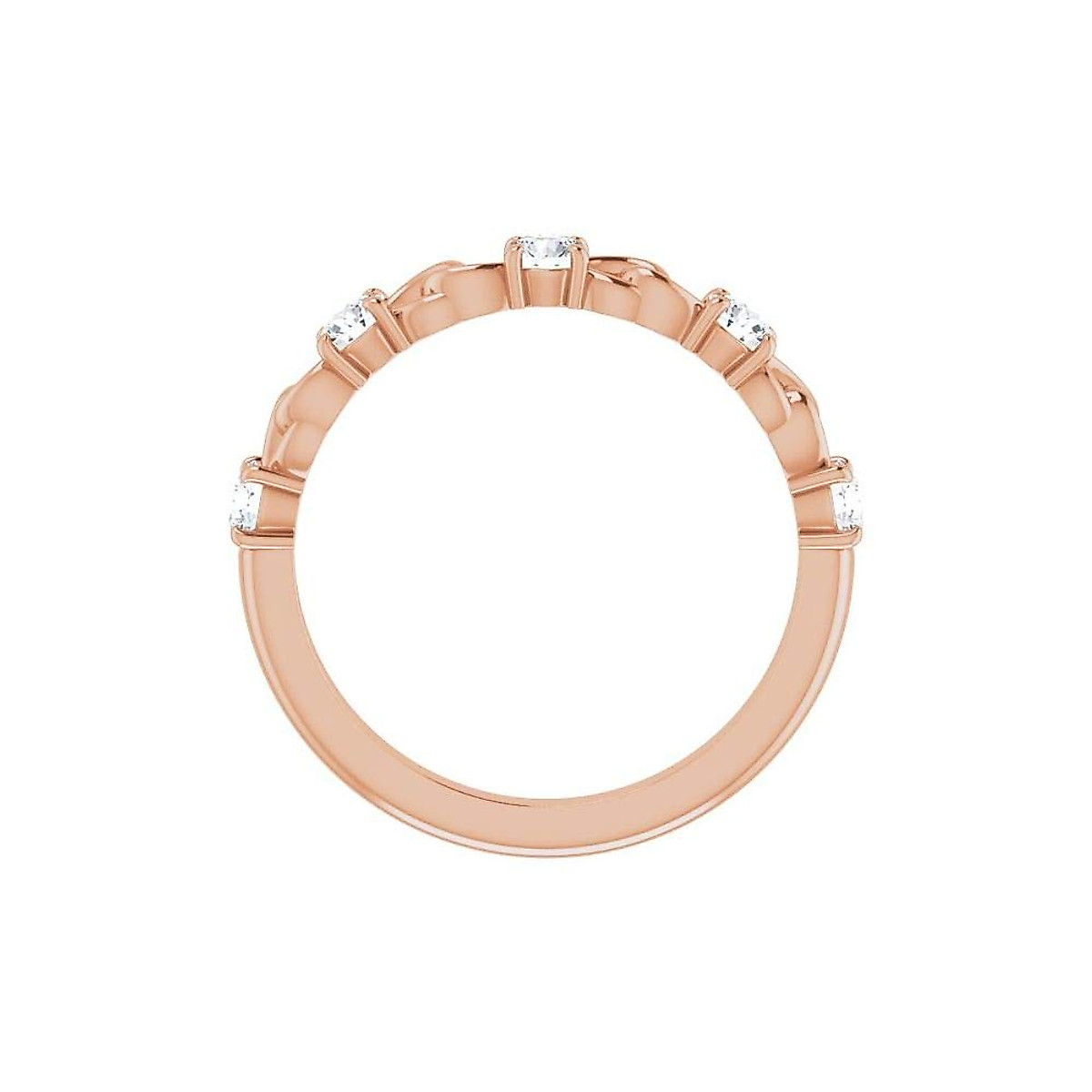 Solid 14k Rose Gold 1/2 Cttw Diamond Stackable Wedding Anniversary Link Ring Band (.50 Cttw) (Width = 3.1mm) - Size 5