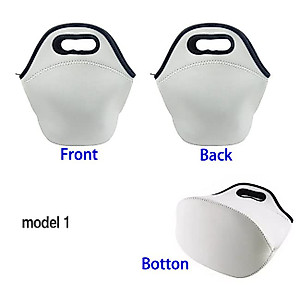 QOMOLANGMA 6 pcs Sublimation Blank Lunch Bag 11.8 x 11.8 in Tote Bag Reusable Insulated Thermal Food Carry Case Handbags with Zipper for Heat Press Transfer Printing (black bottom)