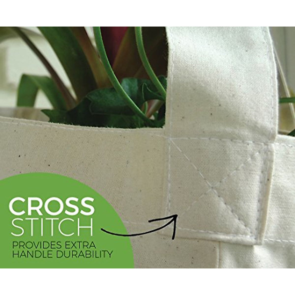 3 Pack Natural Cotton Canvas Compostable Grocery Totes, 12.5"x 13.5"x 6"