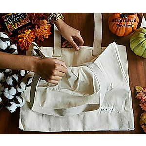 Canvas Grocery Shopping Bags - Cloth Tote Shopping Bags Heavy-duty - Washable Large Grocery Bags, Canvas Reusable Grocery Bags, Wine Shopping Bags with Handles, Reusable Tote Bag (1 Bag) 14"Hx17" Wx5"