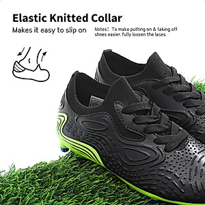 DREAM PAIRS Boys Girls Soccer Cleats Kids Football Shoes for Little/Big Kid,Size 4 Big Kid,Black/Neon Green,SDSO2304K