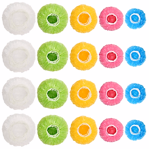 130Pcs Reusable Elastic Food Bowl Storage Covers, Sublaga Bowl Covers, Variety of 5 Translucent Stretchable Sizes and Colorful Dish Plate Covers, Alternative to foil, Plastic Wrap,BPA Free