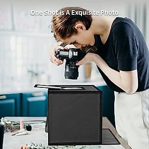 RALENO® 24W Photo Studio Light Box, 16'' x 12'' x 12'' Portable Photography Tent with 5500K Daylight Bulbs, 94 CRI, and 80 LED Beads, Includes 4 PVC Anti-Dust Backgrounds (Black, Grey, Orange, White)