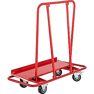 VEVOR Drywall Cart, 45.3"L × 21.7"W × 31.5"H Drywall Sheet Carts with 2200 LBS/1 Ton Load Capacity, Heavy Duty Plasterboard Trolley w/ Four 5" Wheels, Service Dolly for Handling Sheetrock Sheet Panel